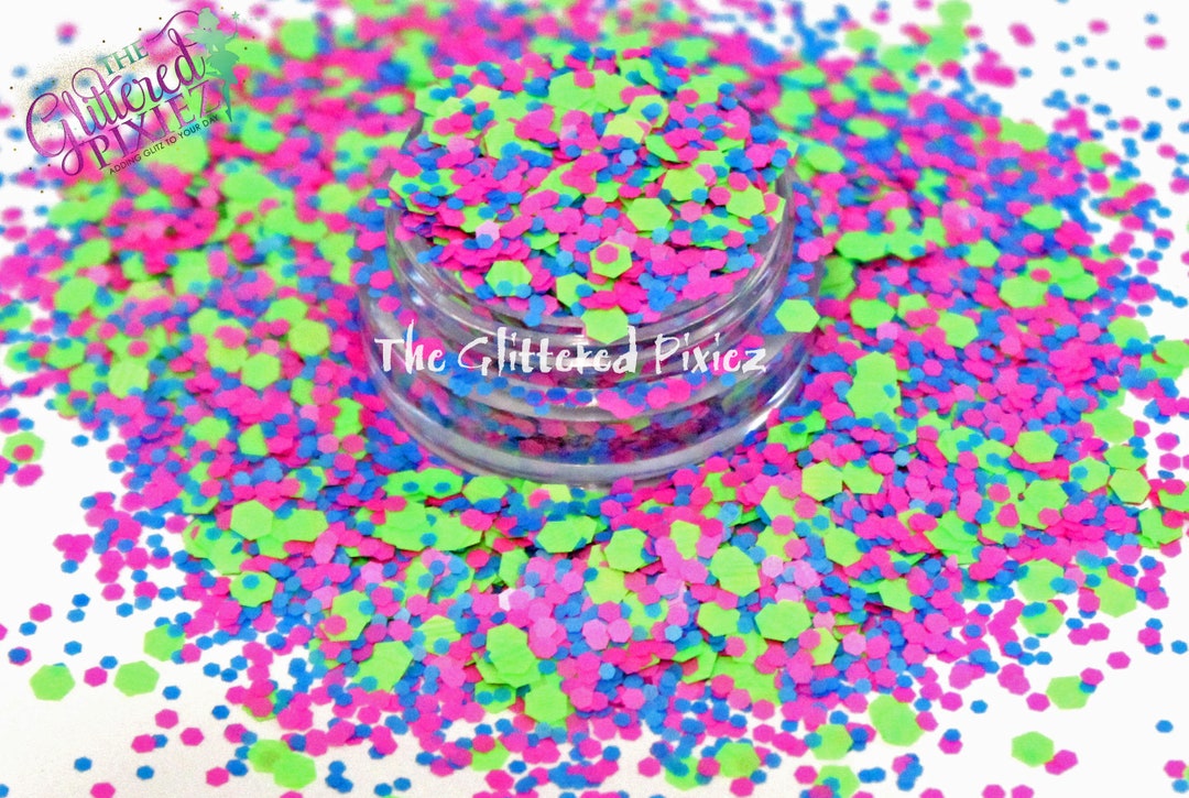 TOTALLY GNARLY Green, Pink, Blue Glitter Mix - Loose Glitter Nail Art ...
