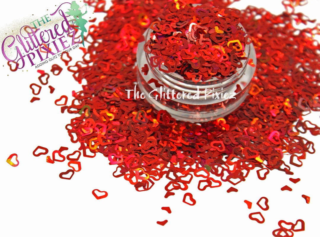 Inferno Holographic Hollow Heart W/sm Heart Glitter Fun Loose Glitter ...