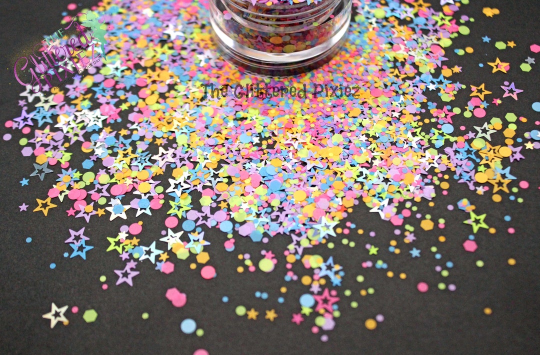ROLLER PARTY Star Glitter Mix Fun 80's Inspired Loose Glitter for Nail ...