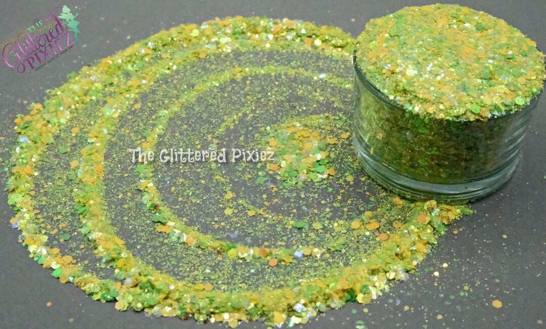 CHRYSALIS Glitter Mix Pretty Green and Yeallow Fun Loose Glitter 4 Nail ...