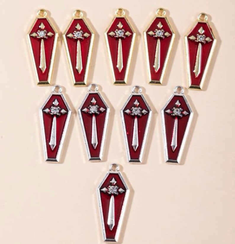 Coffin Dracula Vampire Enamelled Charms. in Gold or Silver - Etsy