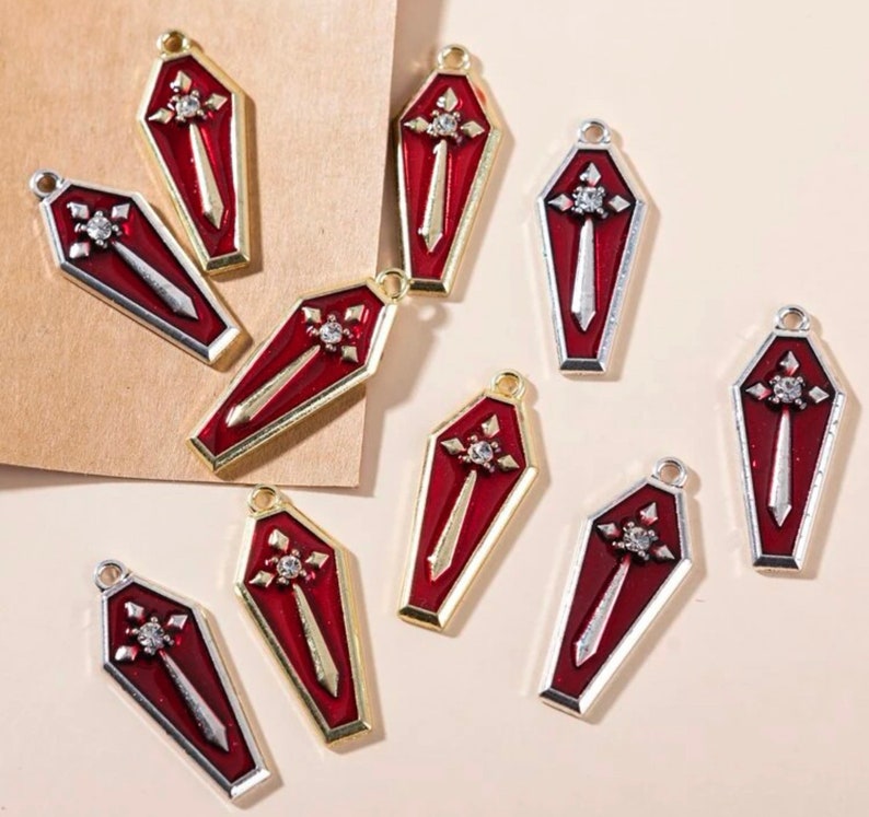 Coffin Dracula Vampire Enamelled Charms. in Gold or Silver - Etsy