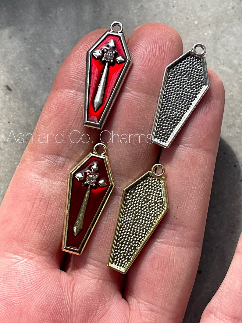 Coffin Dracula Vampire Enamelled Charms. in Gold or Silver - Etsy