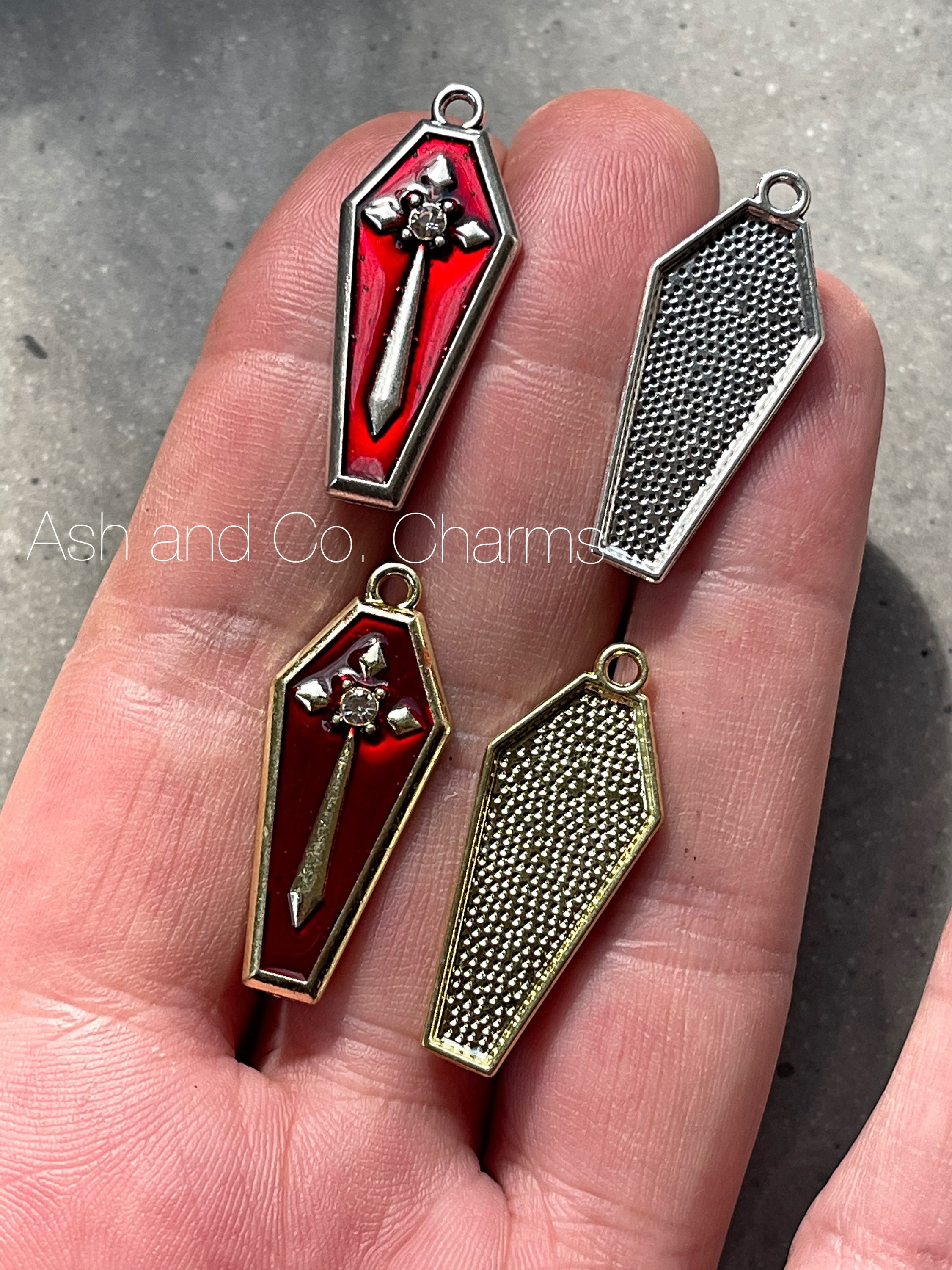 Coffin Dracula Vampire Enamelled Charms. in Gold or Silver - Etsy