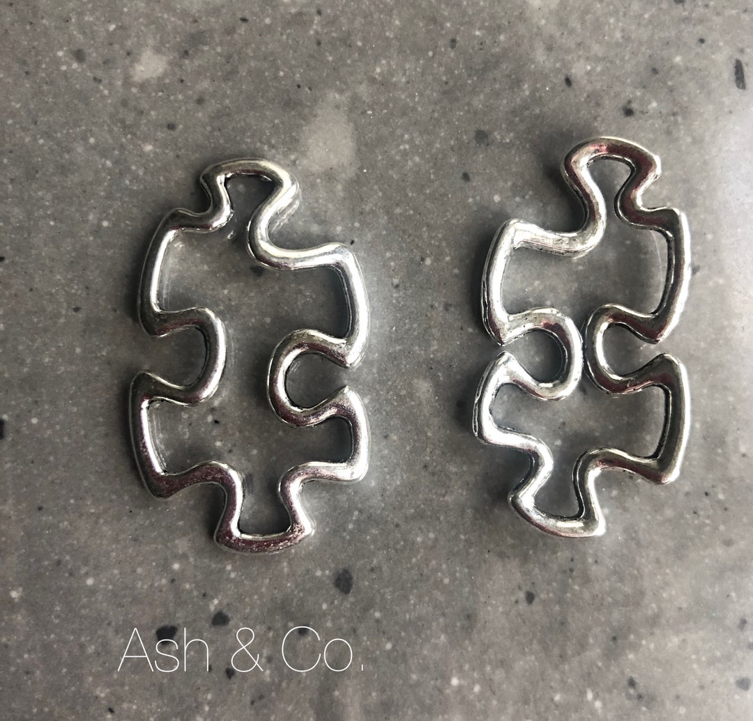 Buy Jigsaw Piece Charm, Silver Plated, Slight Arch. Perfect for ...