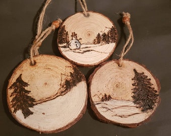 Wood disc ornament | Etsy