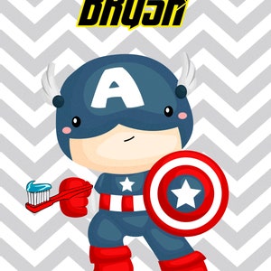 Avengers Superheroes Theme Wash Brush Floss Bathroom Wall Art Prints - Etsy