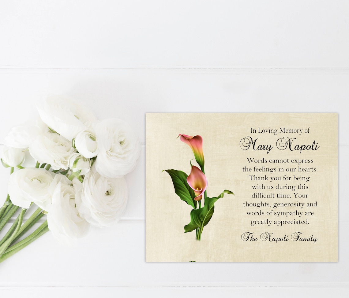 Sympathy Acknowledgement Cards, Funeral Thank You and Bereavement Notes ...
