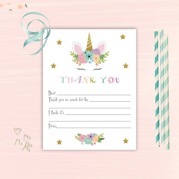 Unicorn Thank You - Etsy