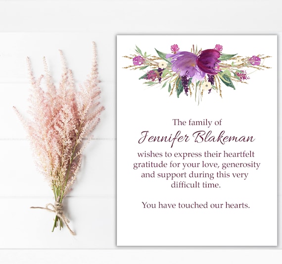 Personalized Sympathy Acknowledgement Cards Funeral Thank You | Etsy
