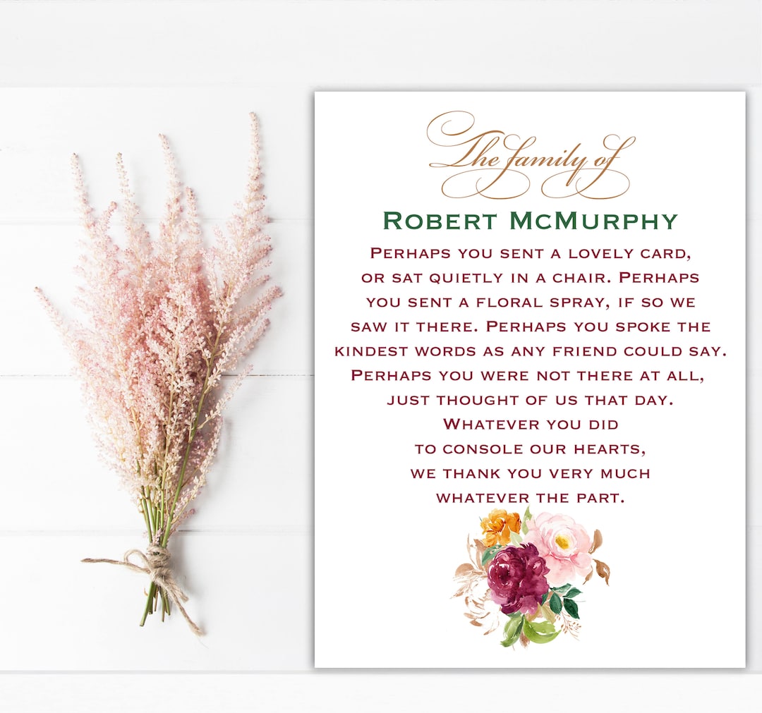 Sympathy Acknowledgement Cards, Funeral Thank You and Bereavement Notes ...