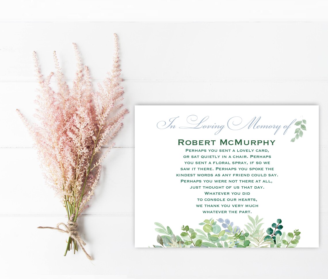 Sympathy Acknowledgement Cards, Funeral Thank You and Bereavement Notes ...