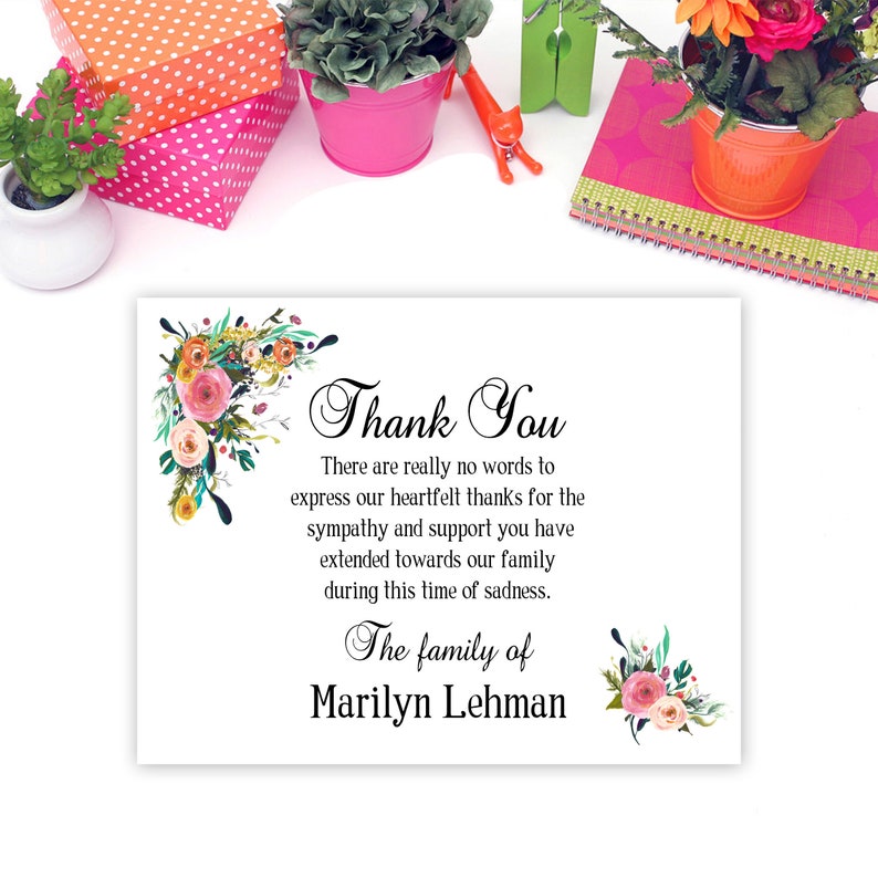 Sympathy Acknowledgement Cards Funeral Thank You and - Etsy