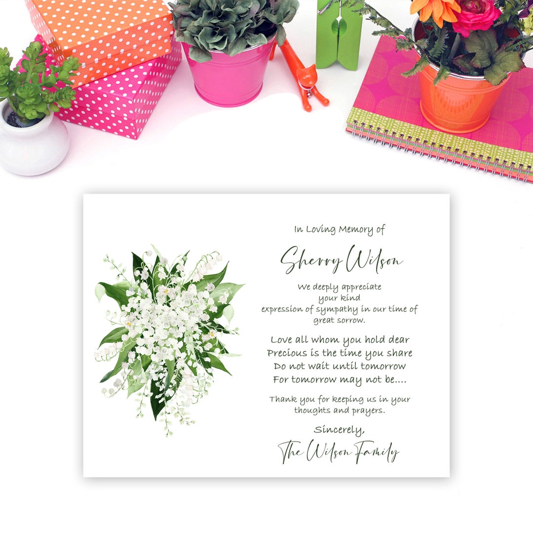 Sympathy Acknowledgement Cards, Funeral Thank You and Bereavement Notes ...