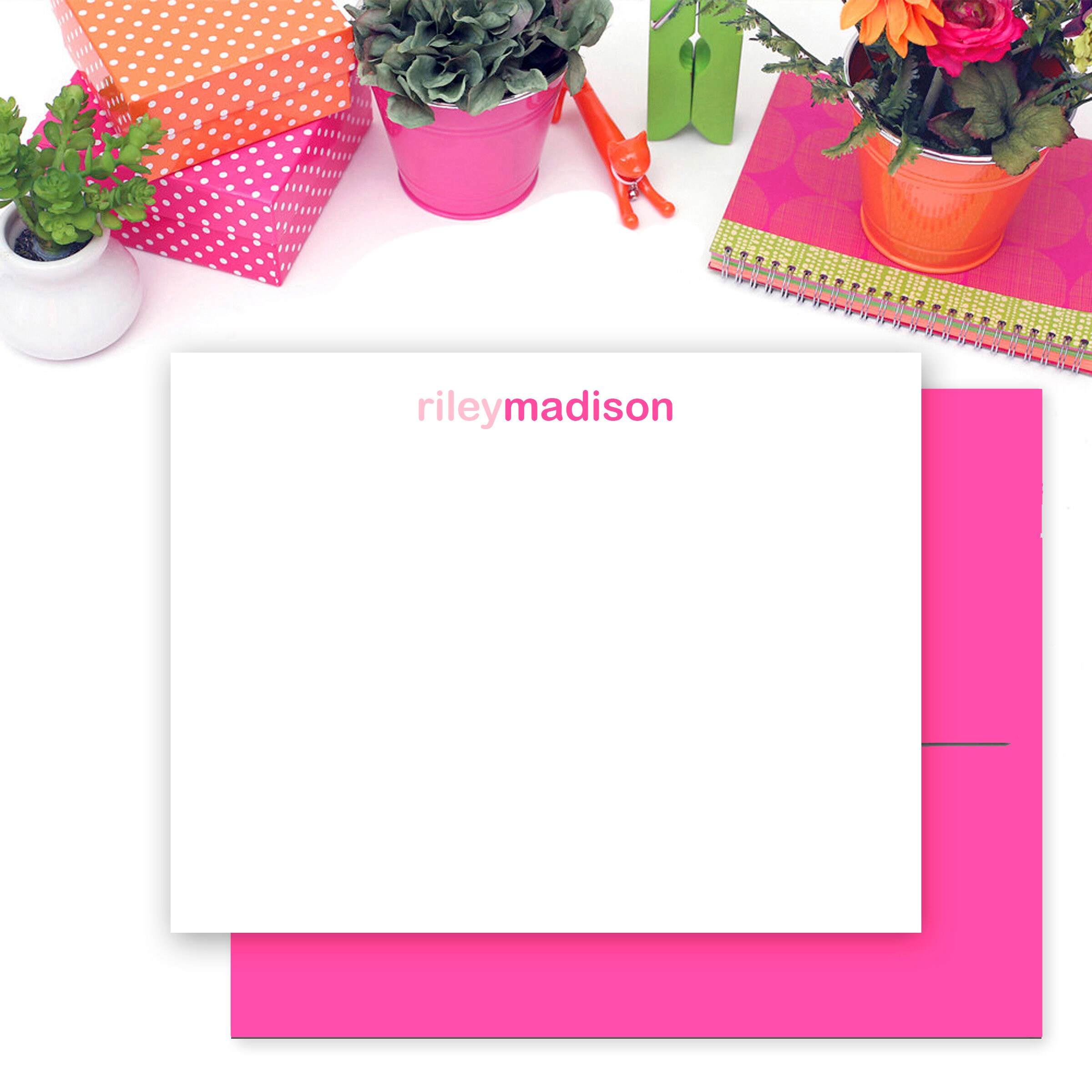 Personalized Girls Name Note Cards with Envelopes // Kids | Etsy