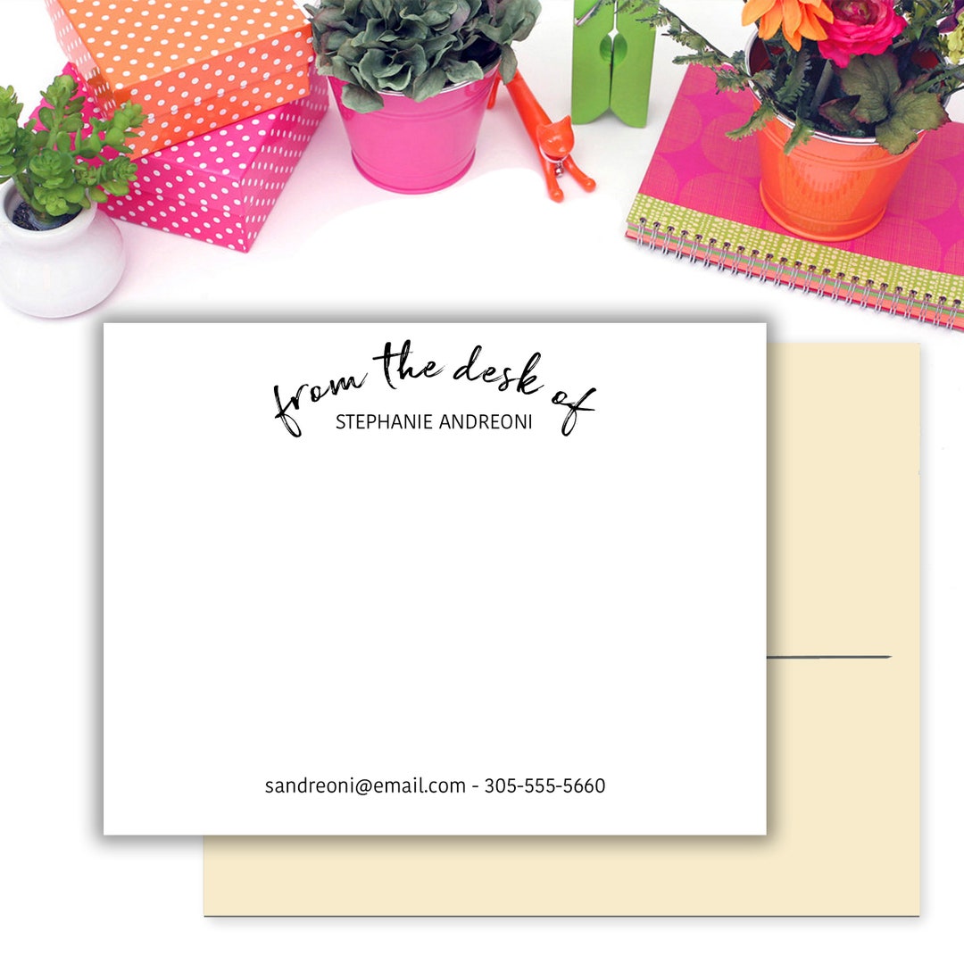 Personalized From the Desk of Note Cards // Stationery Card Set // Set ...