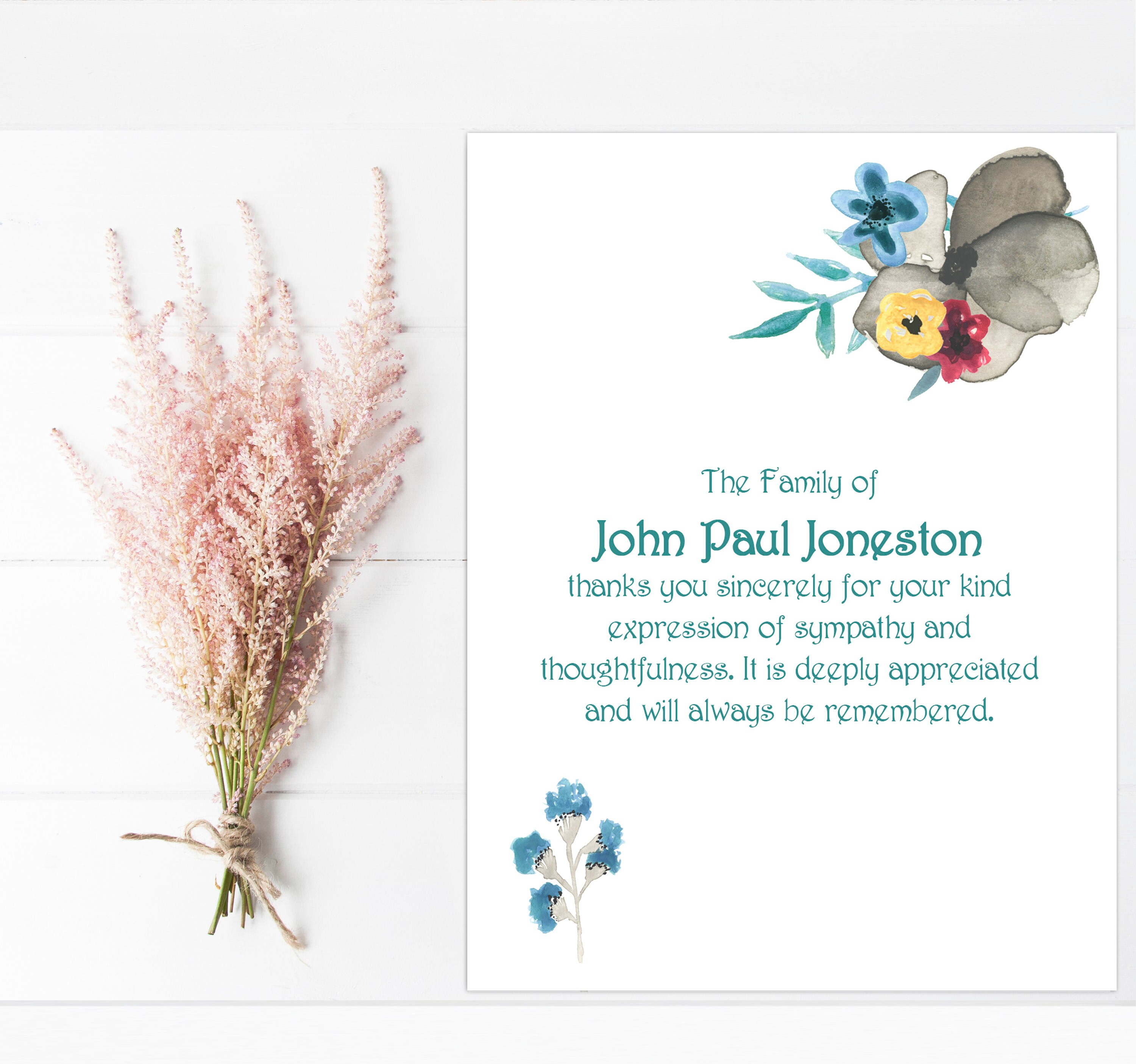 Sympathy Acknowledgement Cards, Funeral Thank You and Bereavement Notes ...