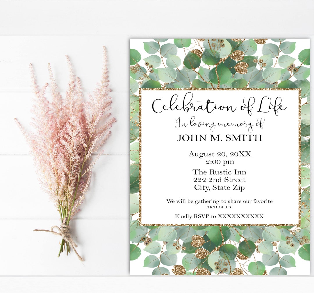 Celebration of Life Invitations - Funeral Announcement Memorial Service ...