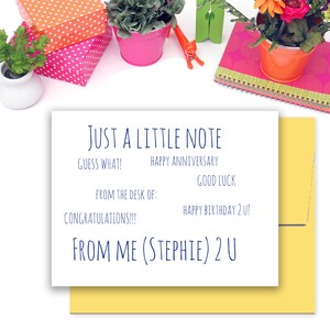 Just a Little Note Personalized Note Card Set With Envelopes // Set of ...