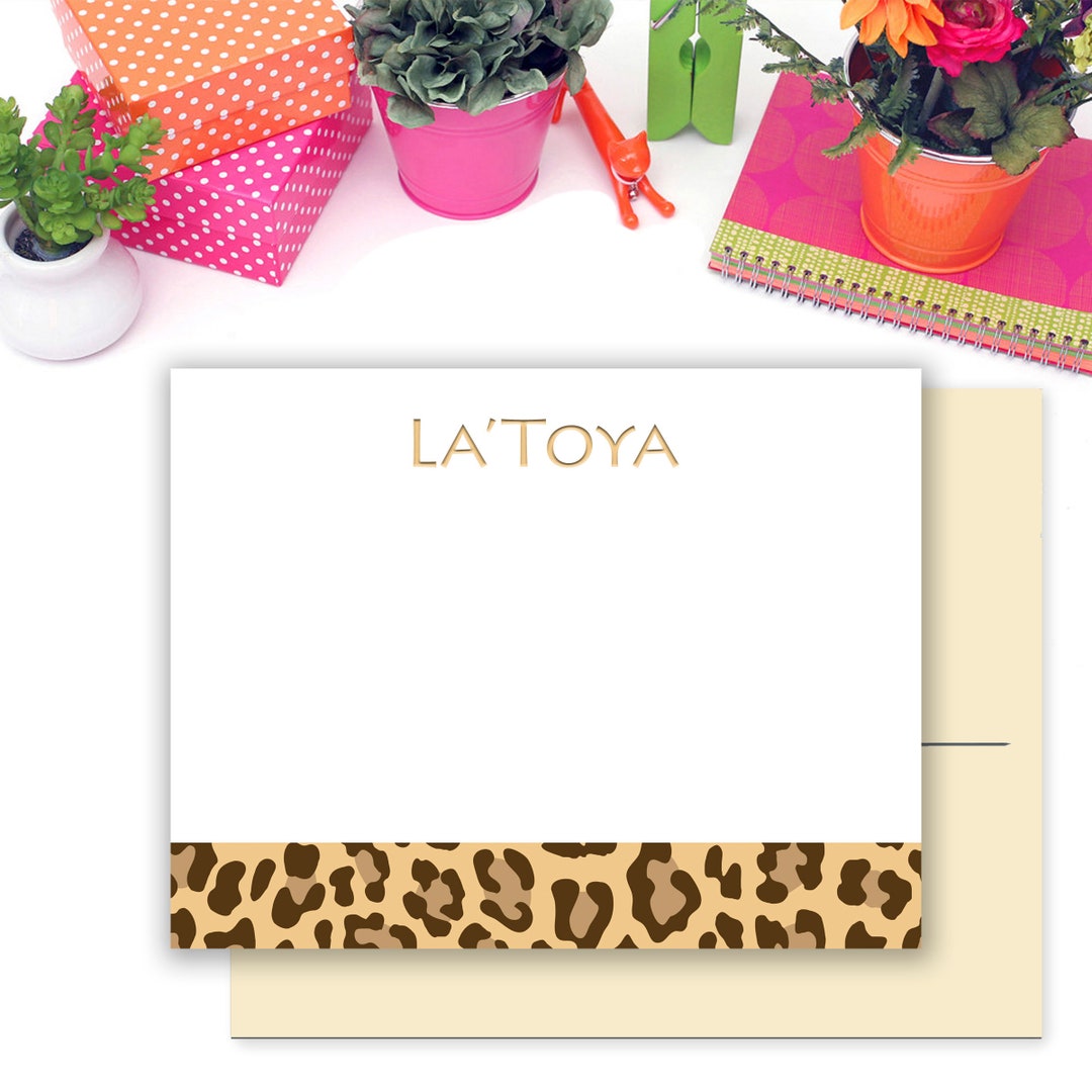 Personalized Leopard Print Stationery With Envelopes // Note Card Set ...