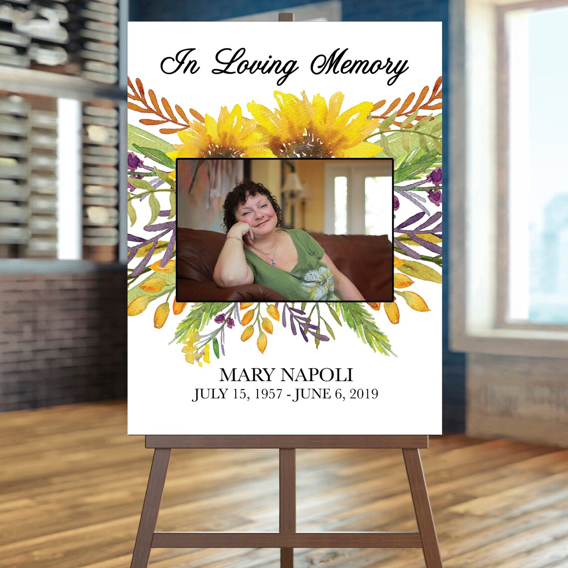 Welcome Sign in Loving Memory Funeral Sign Poster Sunflowers | Etsy