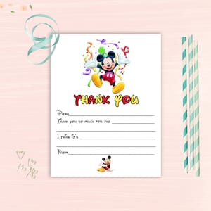 Mickey Mouse Fill in Thank You Cards for Shower Christening Baptism ...