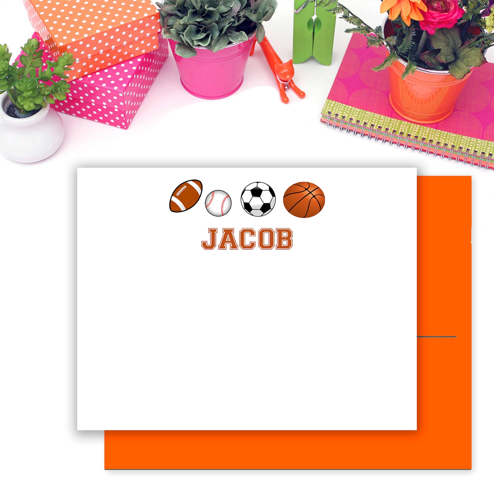 Personalized Sports Thank You Note Set // Kids Thank You Cards and ...