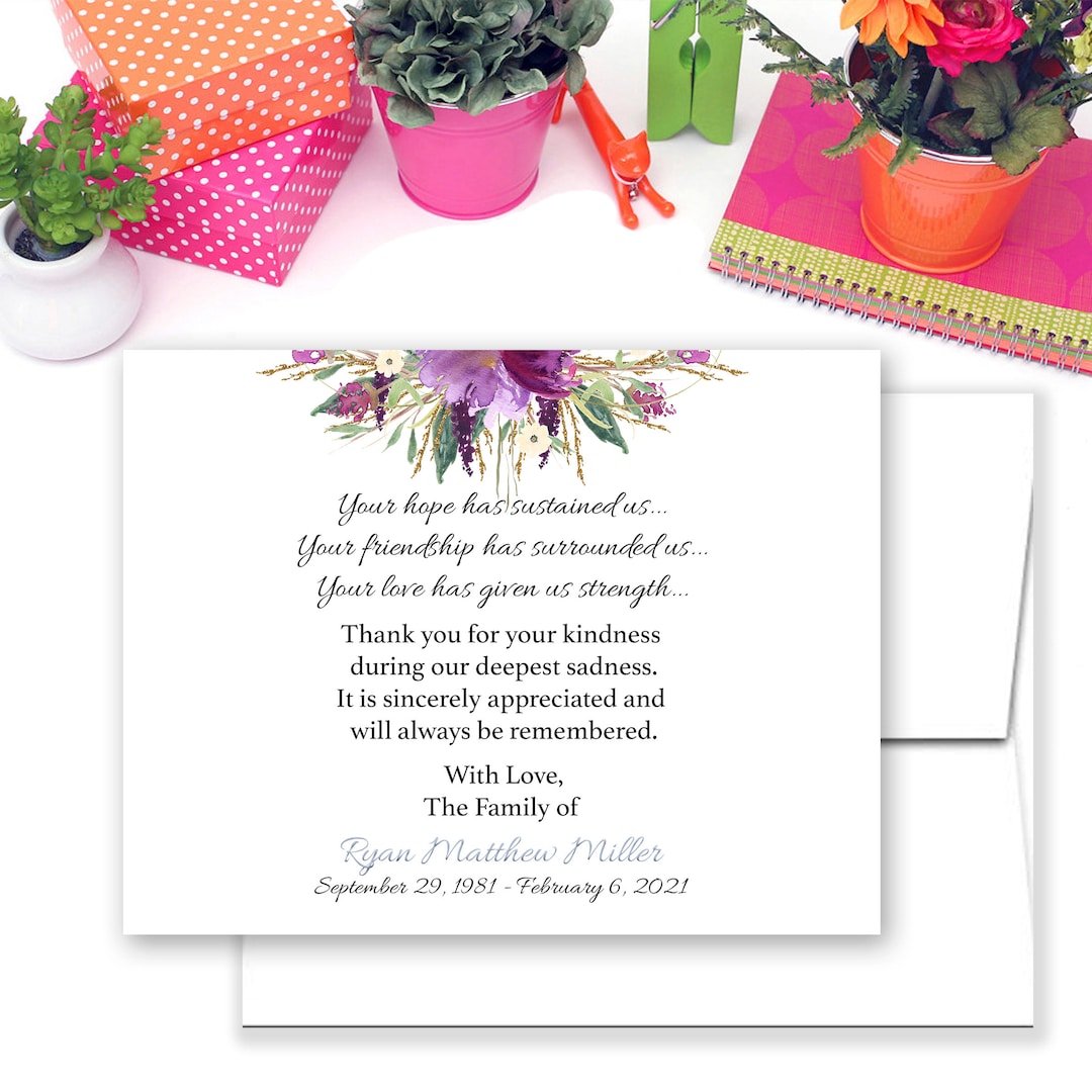 Sympathy Acknowledgement Cards, Funeral Thank You and Bereavement Notes ...