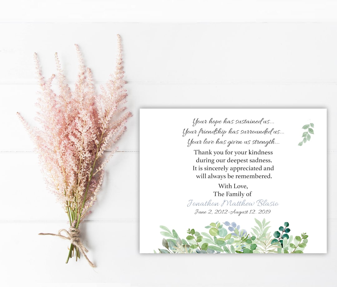 Sympathy Acknowledgement Cards, Funeral Thank You and Bereavement Notes ...