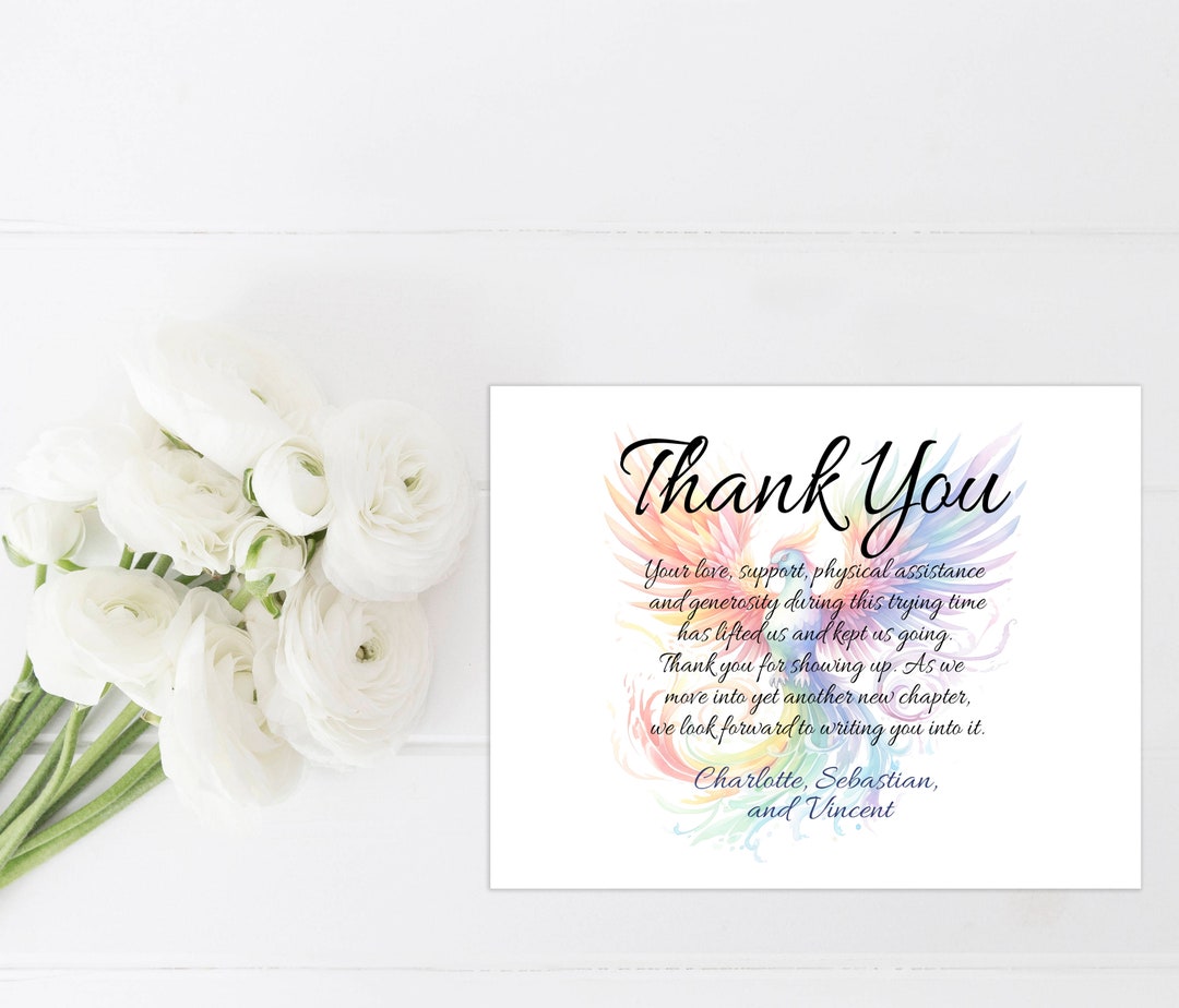 Thank You Card With Phoenix - Envelopes Included - Etsy