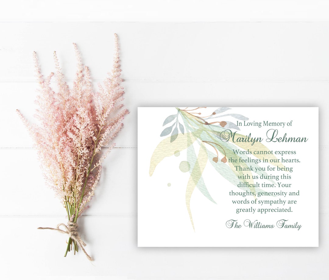 Sympathy Acknowledgement Cards, Funeral Thank You and Bereavement Notes ...