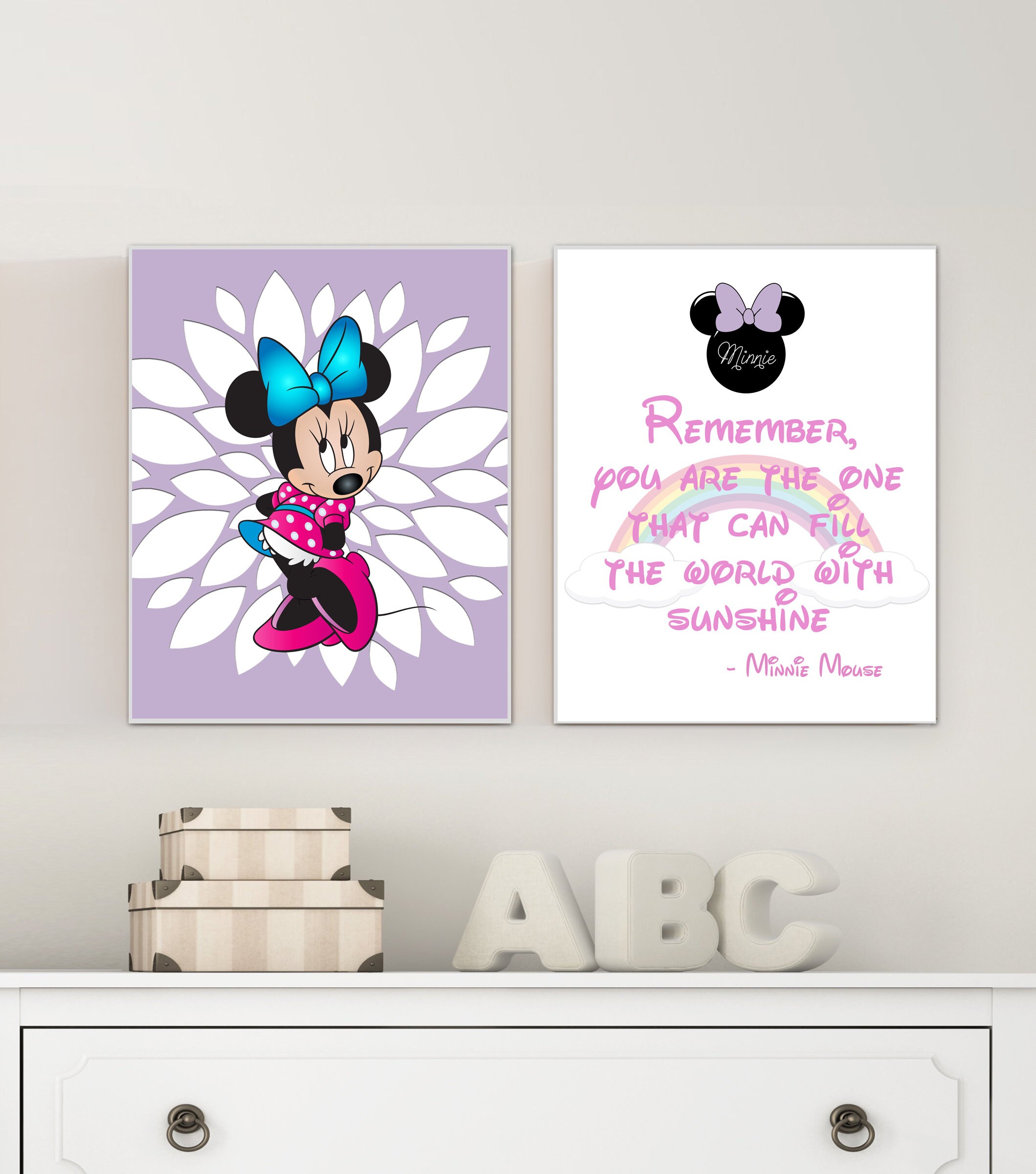 Minnie Mouse with Rainbow Prints Set of 2 8x10 | Etsy