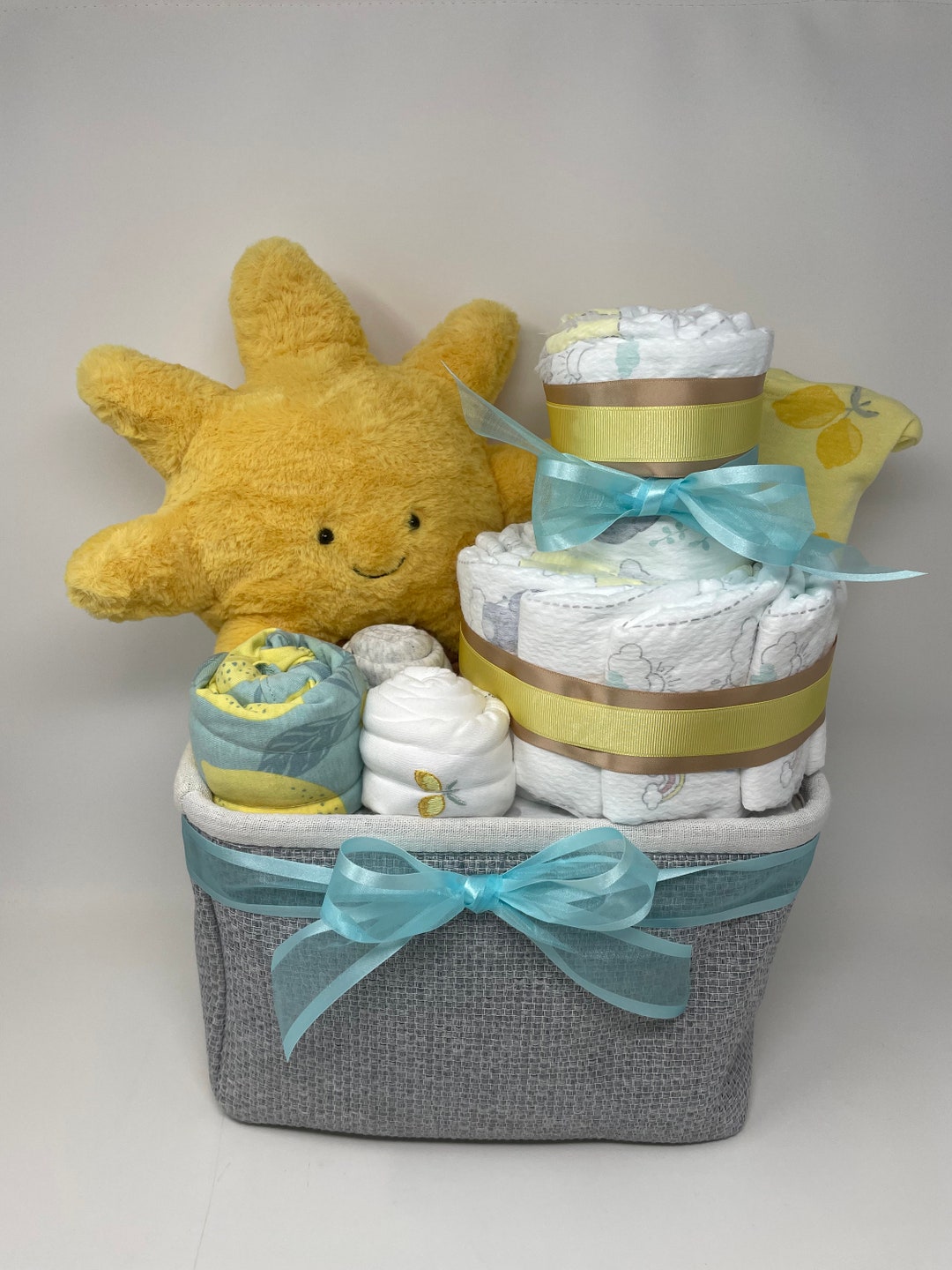 Sunny Baby Shower Basket, Welcome Baby Basket, New Mom, Gift Baby ...