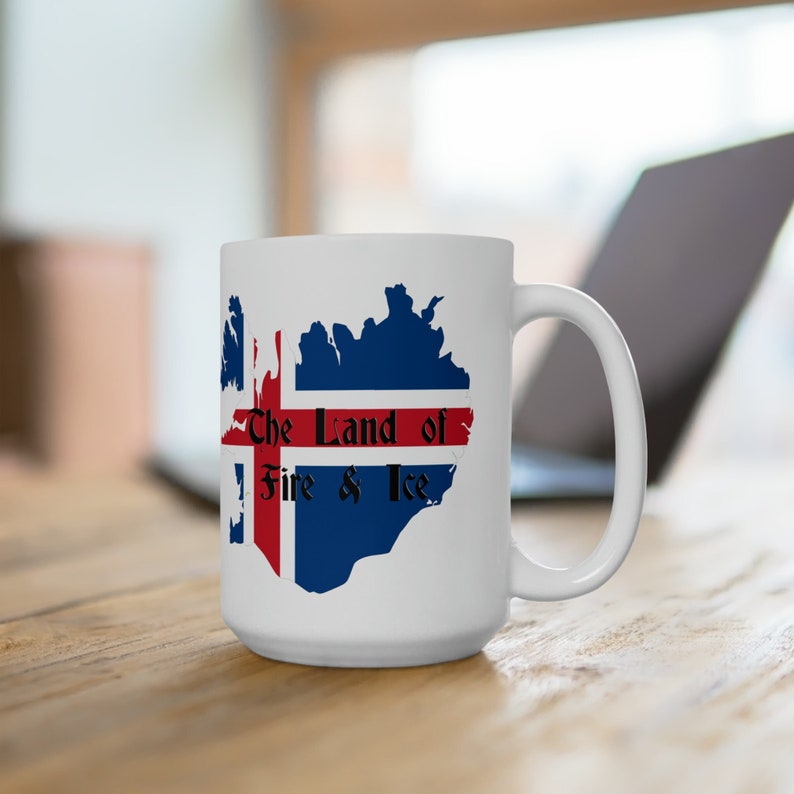 Iceland- the Land of Fire and Ice Flag Ceramic Mug 15oz - Etsy