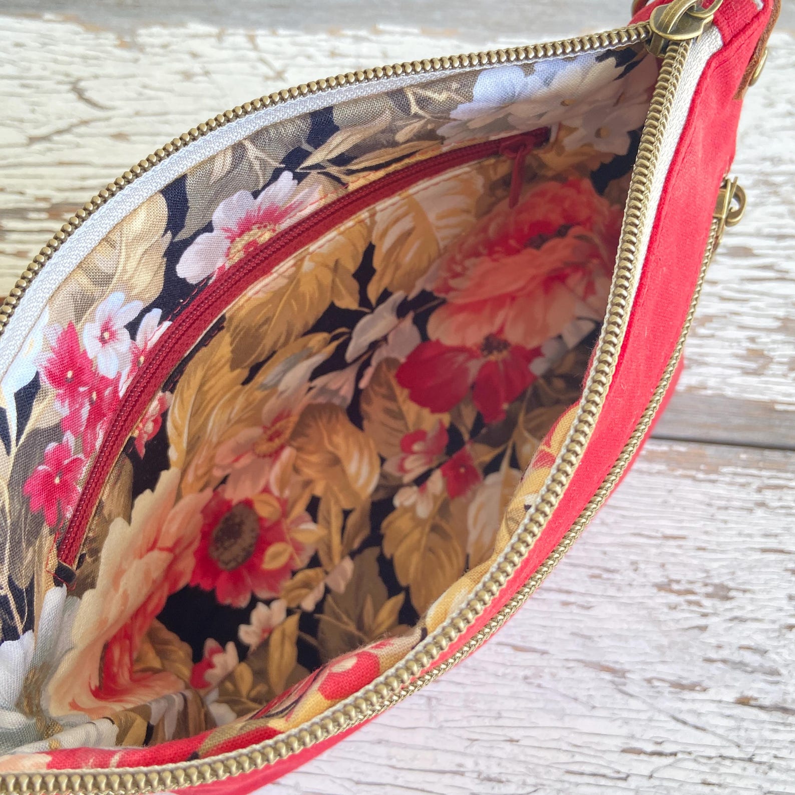 Small Red Waxed Canvas Crossbody With Leather Strap - Etsy