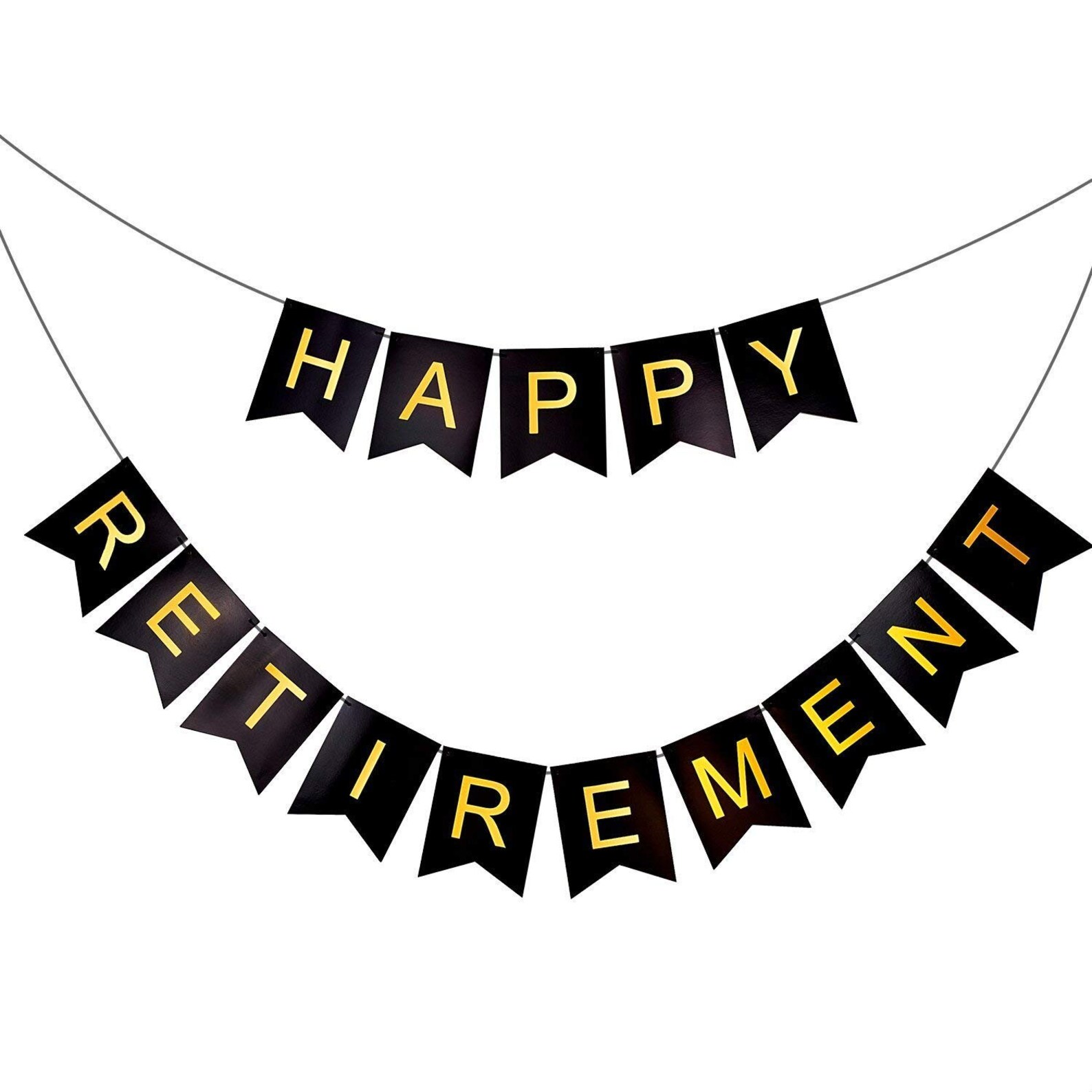 Happy Retirement Banner Black/Gold Happy Retirement Sign | Etsy