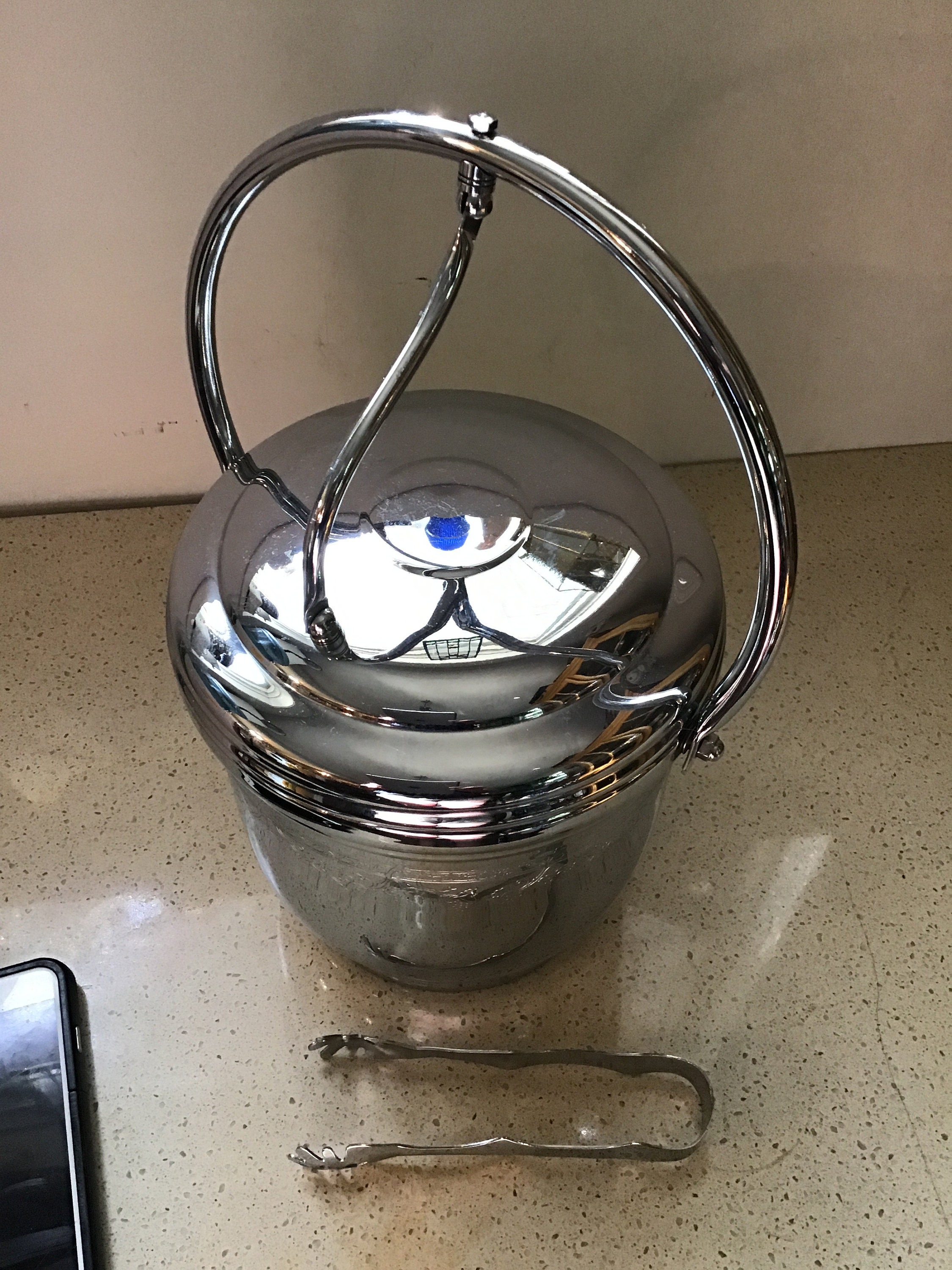 Rare Midcentury Stainless steel ice holder with ice tongs In | Etsy