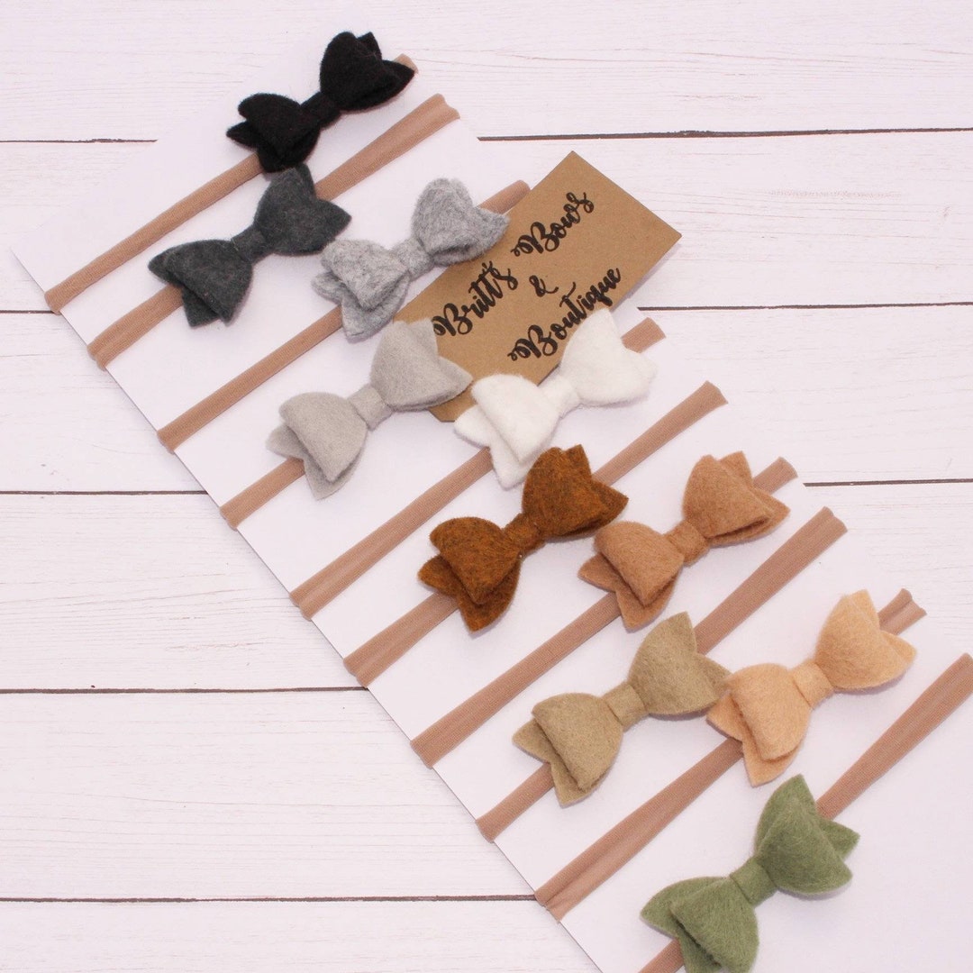 10 Bow Headbands Neutral Baby Bow Set Set of 10 Bows - Etsy