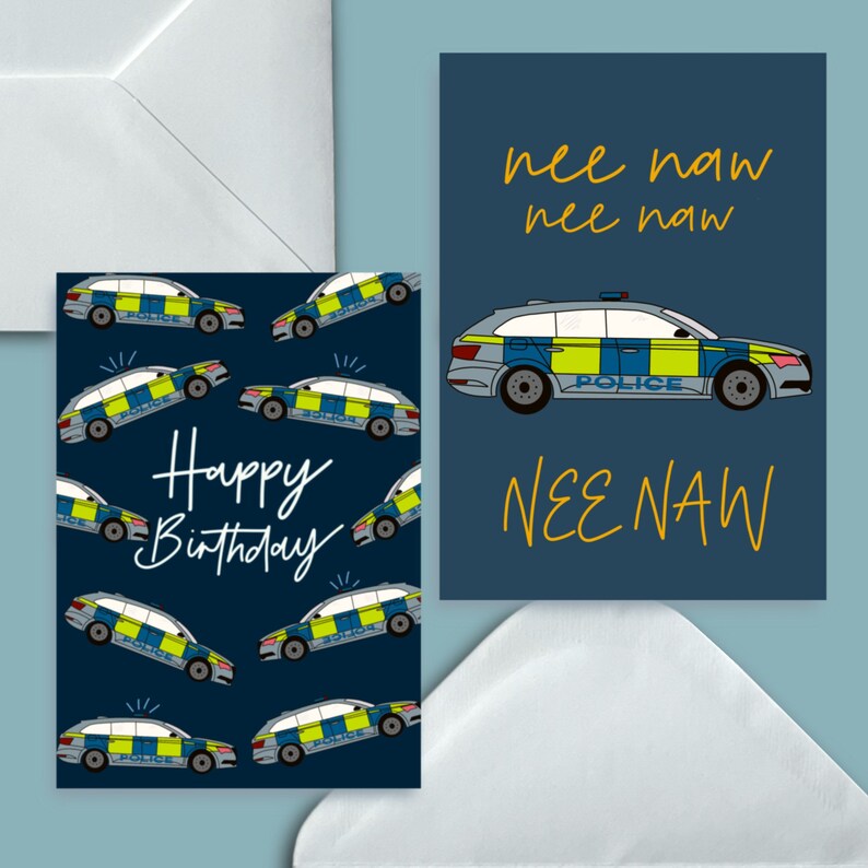 Police Car Birthday Card, Police, Emergency Services, Card for Him ...