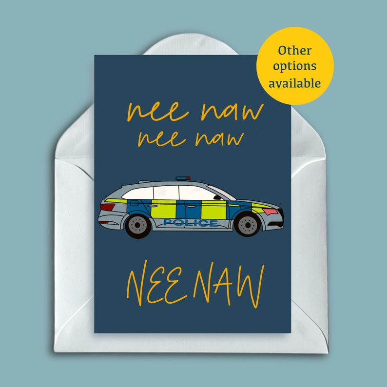 Police Car Birthday Card, Police, Emergency Services, Card for Him ...