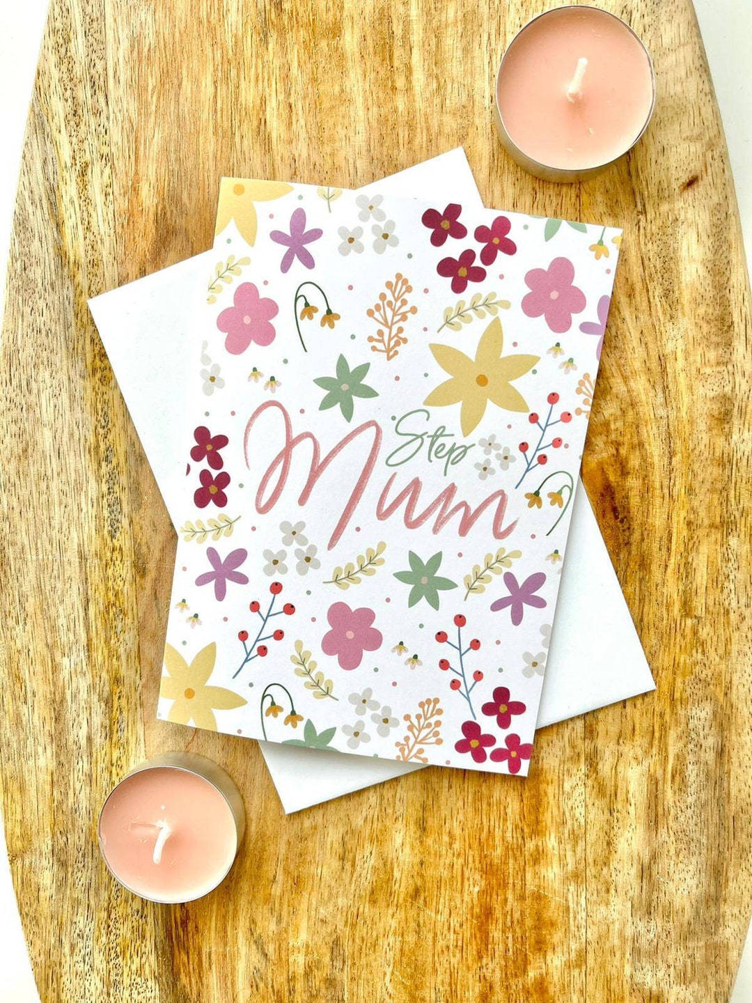 Step mum floral flower design card, step-mum card, happy birthday ...