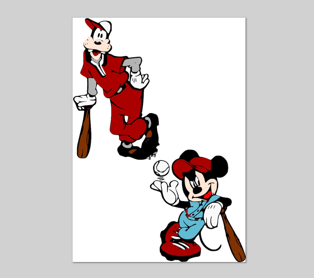 Baseball Mickey & Goofy Svg Png - Etsy