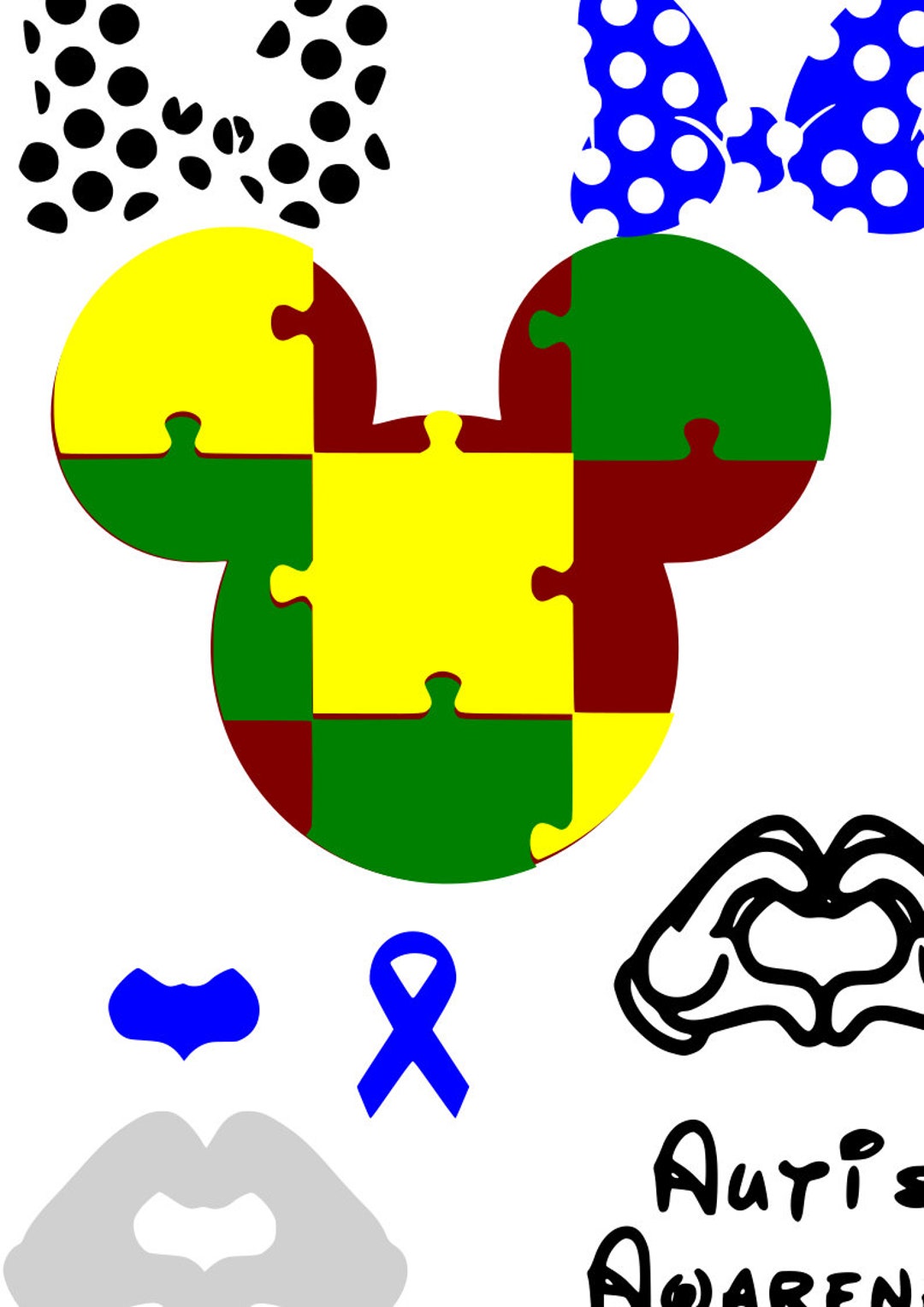 Autism Awareness Mickey Head Svg - Etsy