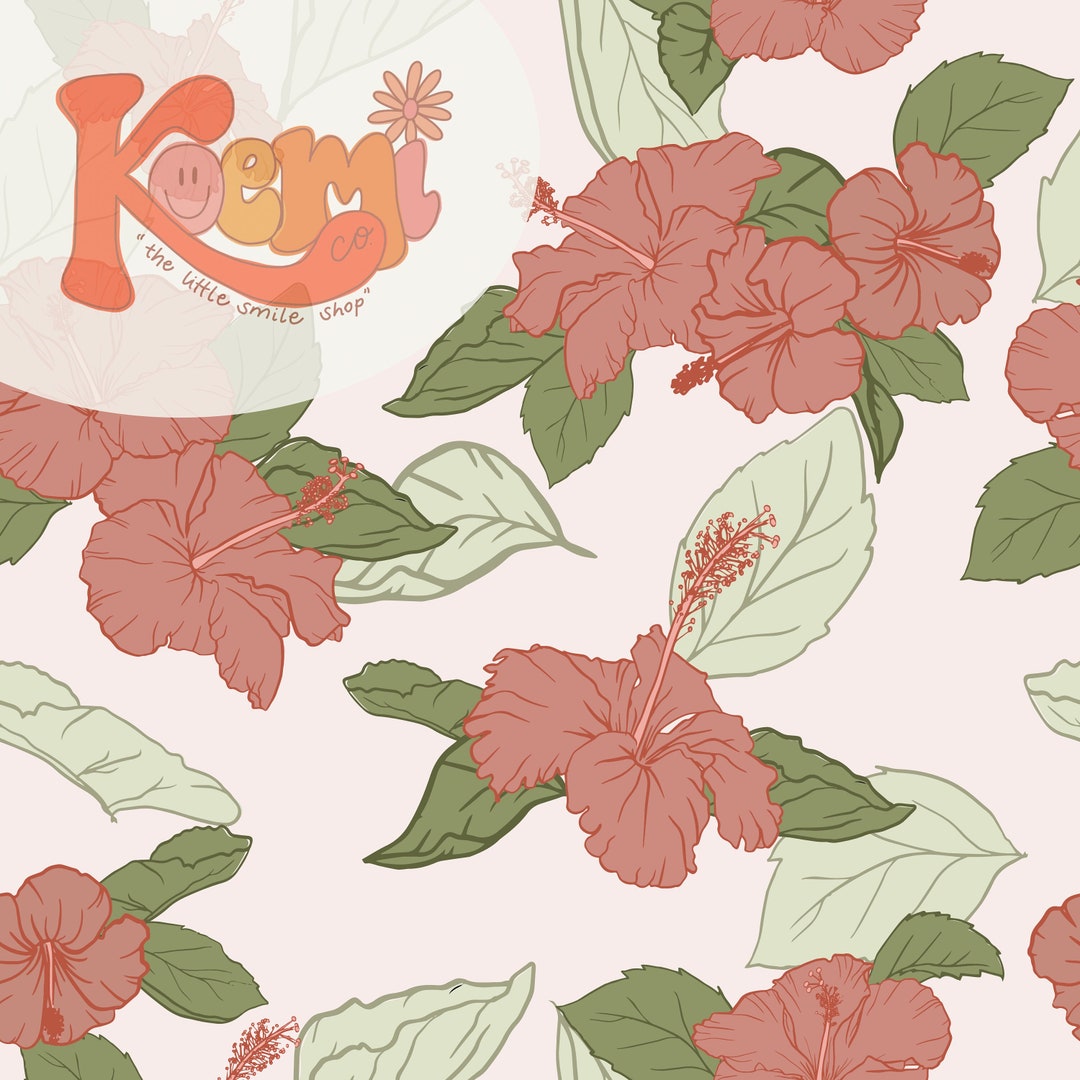 Pink Hibiscus Surface Pattern, Seamless Repeat Pattern - Etsy