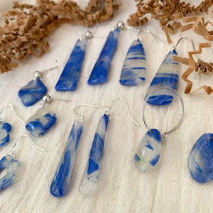 Blue and Translucent Earrings Clear and Blue Earrings Handmade Polymer ...