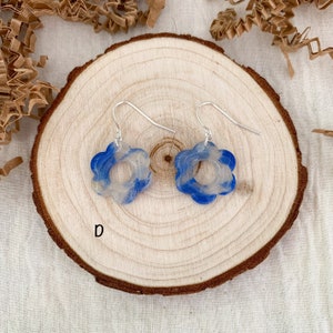 Blue and Translucent Earrings Clear and Blue Earrings Handmade Polymer ...