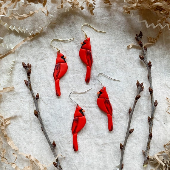 Bird Clay Earrings || Cardinal – Shop Laura Lee Designs, 41% OFF