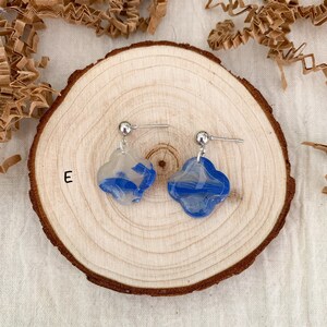 Blue and Translucent Earrings Clear and Blue Earrings Handmade Polymer ...