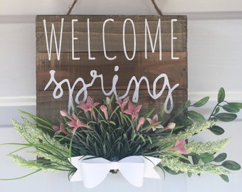 Welcome spring sign | Etsy
