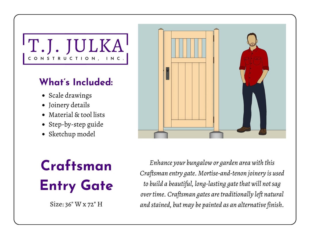 Craftsman-style Wood Gate Plans | DIY Woodworking Plans | Scale ...